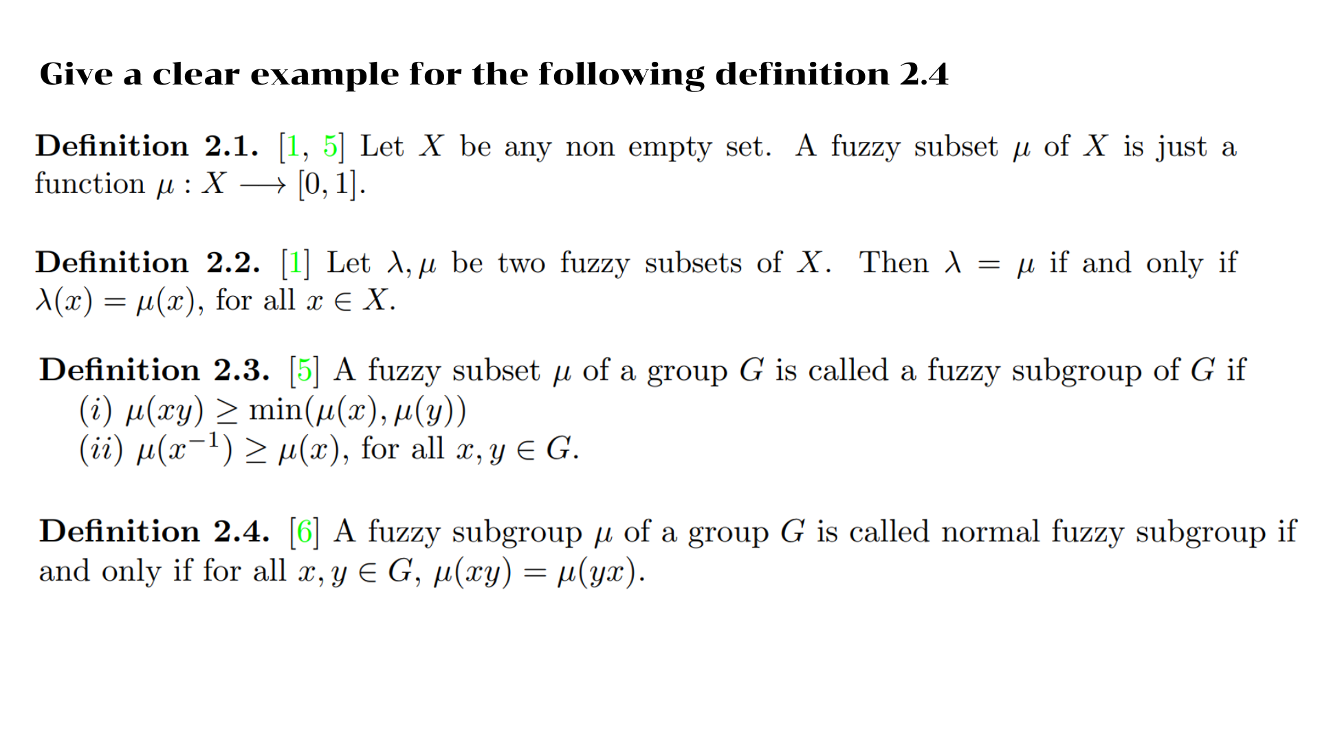 Solved Give a clear example for the following definition | Chegg.com