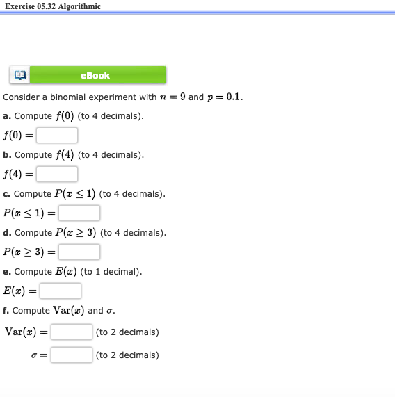Solved Exercise 05.32 Algorithmic eBook Consider a binomial | Chegg.com