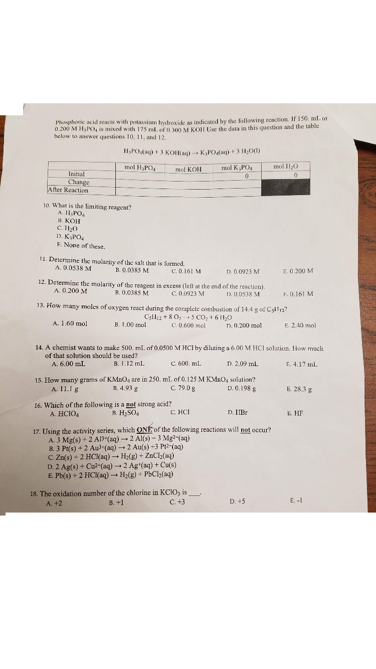 Solved Phosphoric acid reacts with potassium hydroxide as | Chegg.com