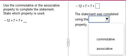 Solved \begin{tabular}{l|l} Use the commutative or the | Chegg.com