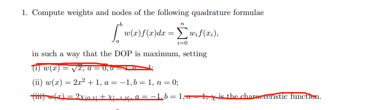 1 Compute Weights And Nodes Of The Following 
