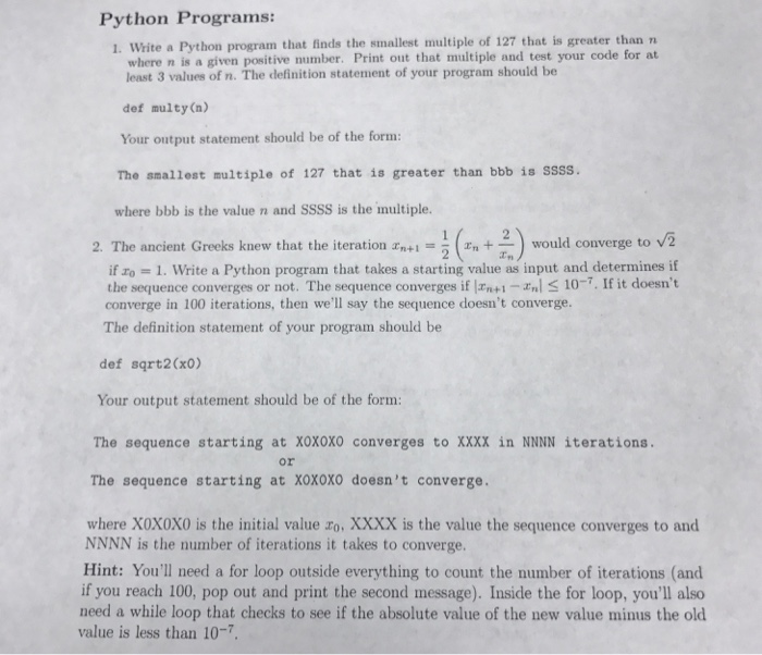 Solved Write a Python program that finds the smallest | Chegg.com