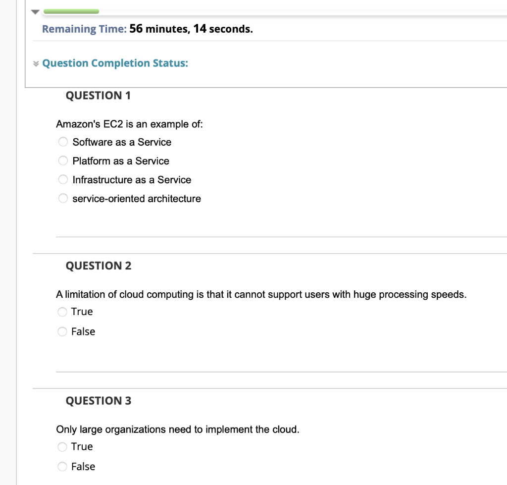 Solved Amazon's EC2 is an example of: Software as a Service | Chegg.com