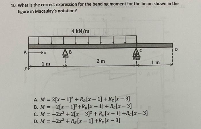 Solved 10. What is the correct expression for the bending | Chegg.com