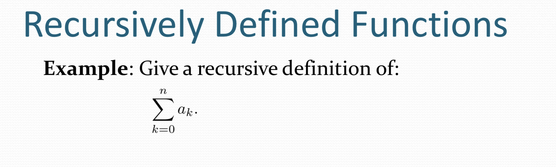 Solved Recursively Defined Functions Example Give A