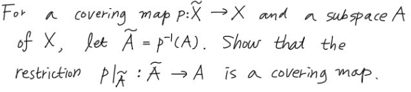 Solved For a covering map p:-X and a subspace A of X, let Ã | Chegg.com