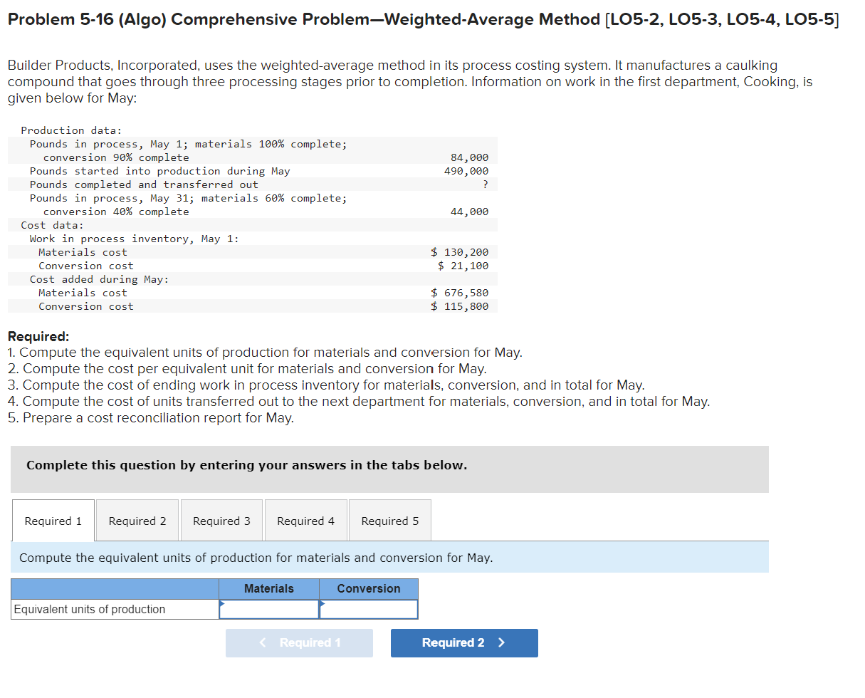 Solved Problem 5-16 (Algo) Comprehensive | Chegg.com Solved Problem 5-16 (Algo) Comprehensive | Chegg.com