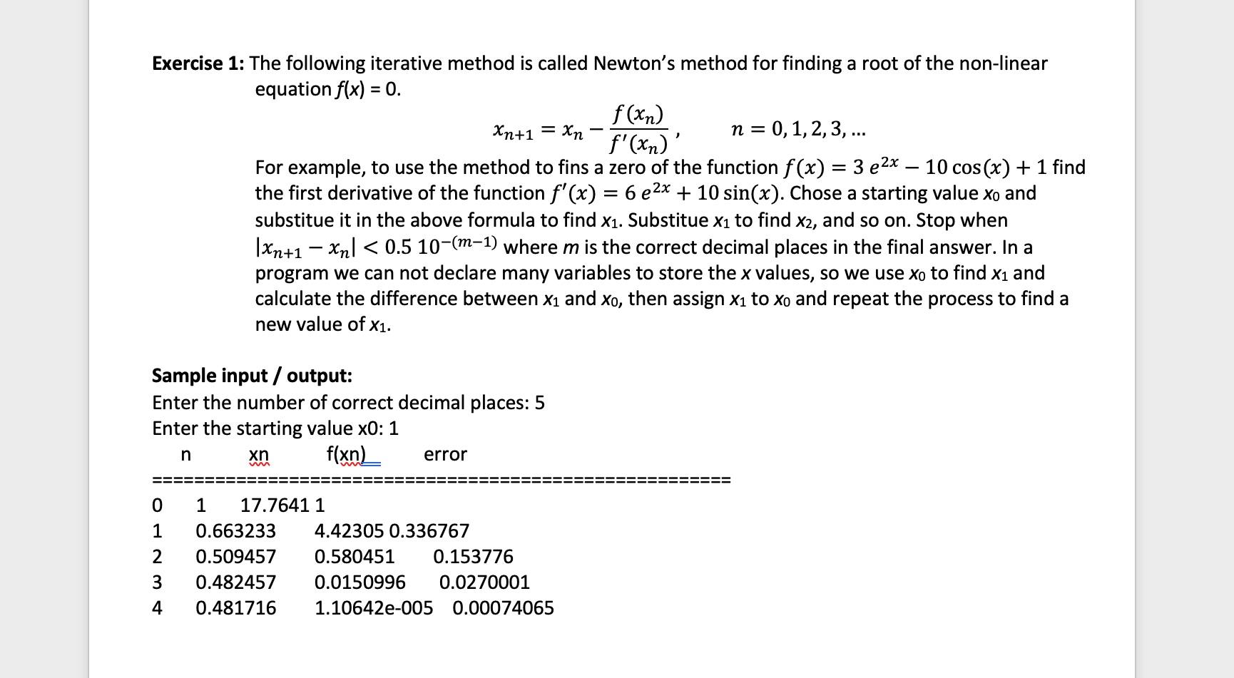 Solved Write A C Program For The Following Iterative 7737