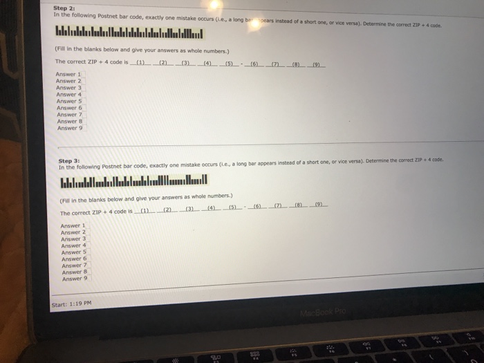 Solved Step 21 In the following Postnet bar code, exactly | Chegg.com