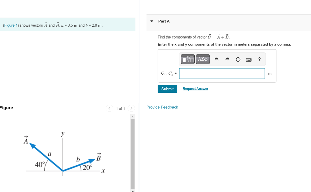 Solved shows vectors A and B⋅a=3.5 m and b=2.8 m. Part A | Chegg.com