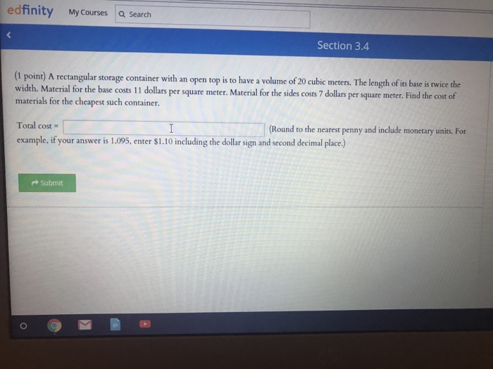 Solved edfinity My Courses Q search Section 3.4 (1 point) A | Chegg.com