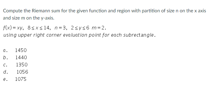 Solved Compute the Riemann sum for the given function and | Chegg.com