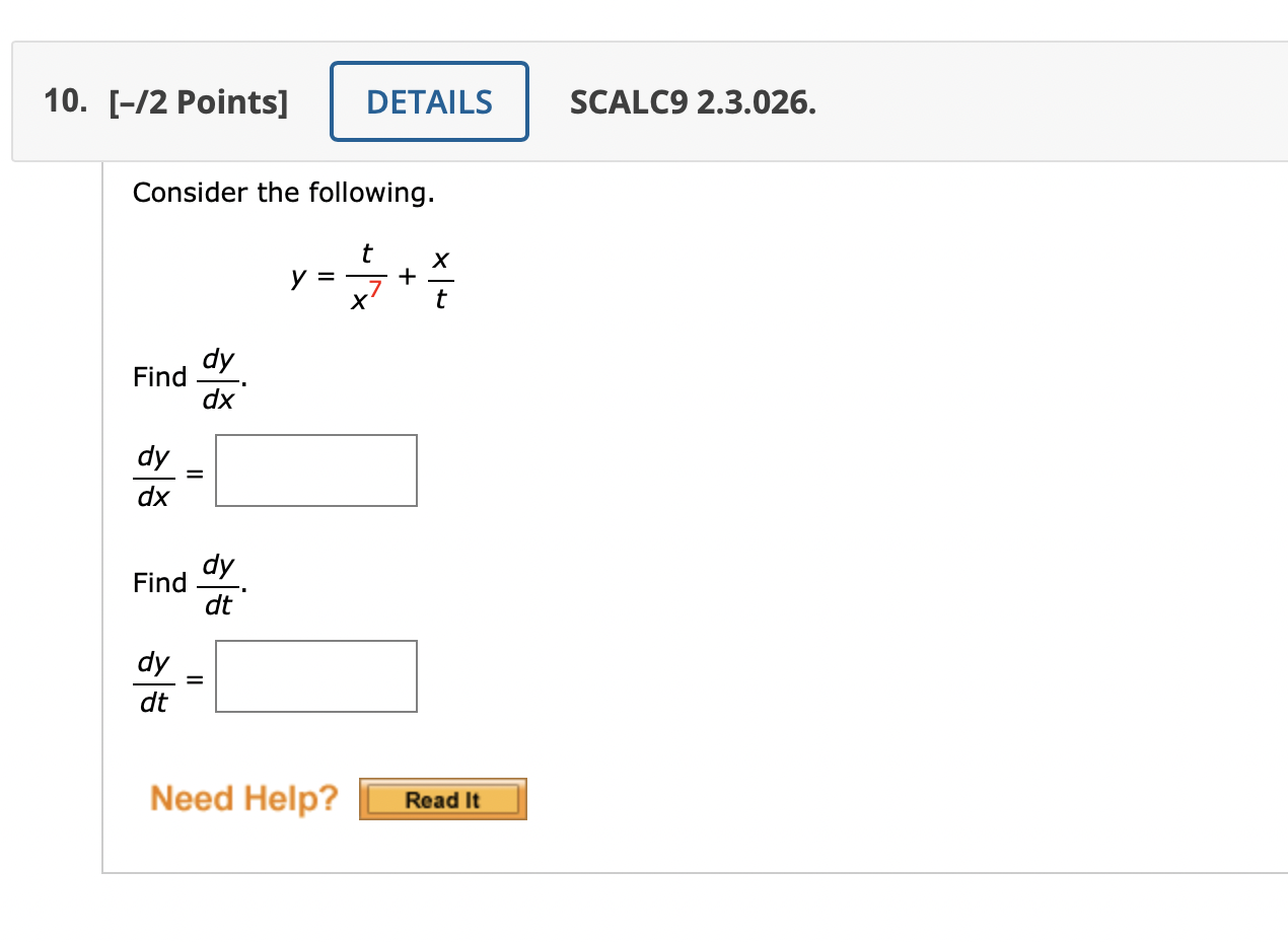 Solved 10. [-/2 Points] DETAILS SCALC9 2.3.026. Consider the | Chegg.com