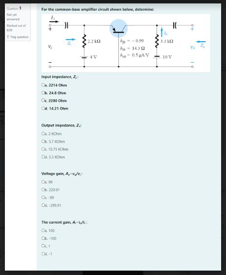 For the common-base amplifier circuit shown below, | Chegg.com