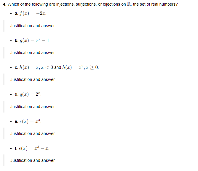 Solved - a. f(x)=−2x. Justification and answer - b. | Chegg.com