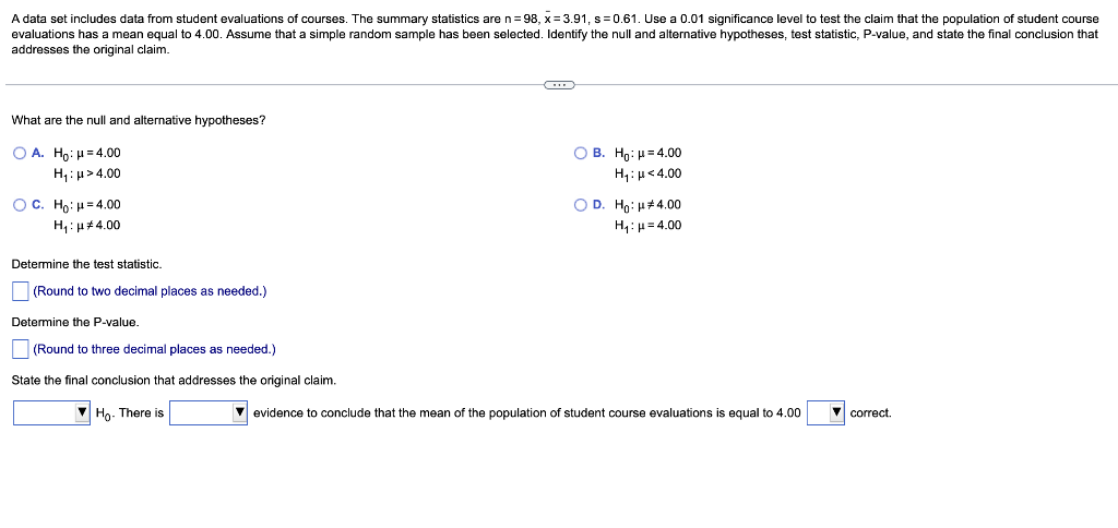Solved addresses the original claim. What are the null and | Chegg.com