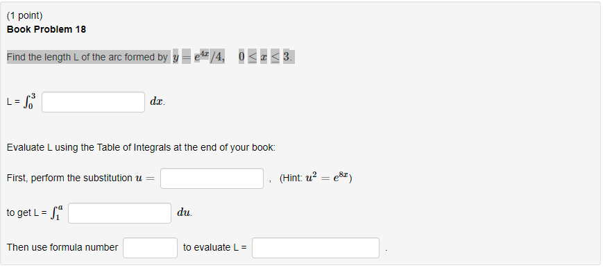 Solved (1 point) Book Problem 18 Find the length L of the | Chegg.com