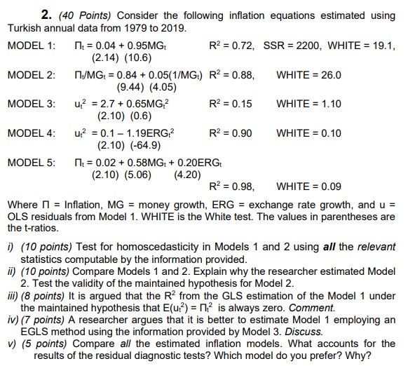 2. (40 Points) Consider the following inflation | Chegg.com