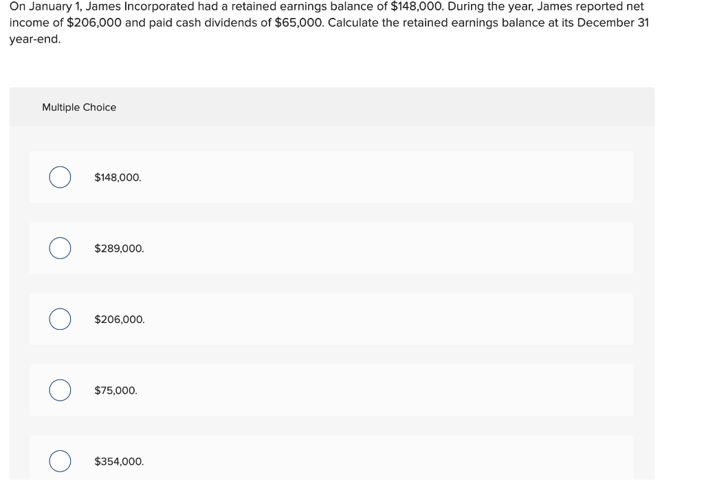 Solved On January 1 James Incorporated Had A Retained Chegg
