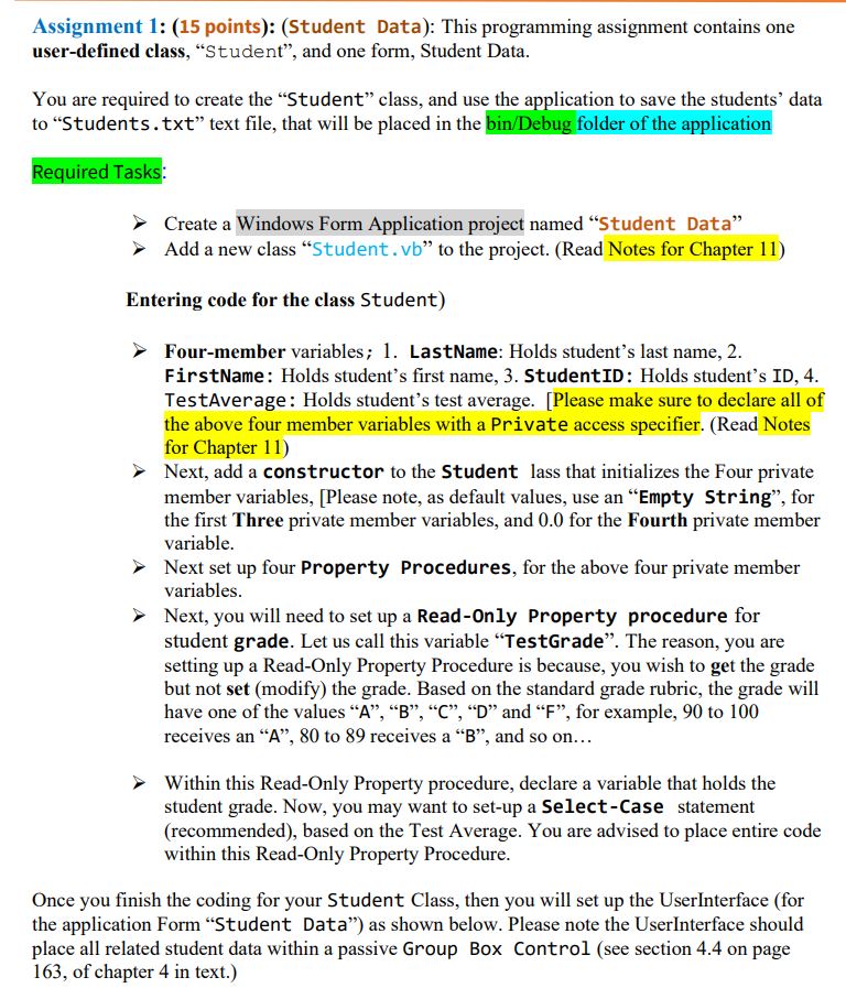 Solved Assignment 1: (15 points): (Student Data): This | Chegg.com