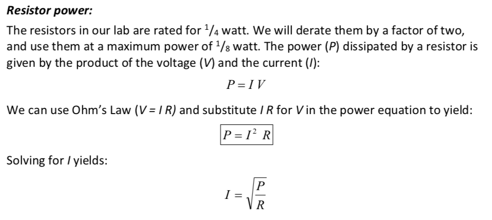 Solved Resistor power: The resistors in our lab are rated | Chegg.com
