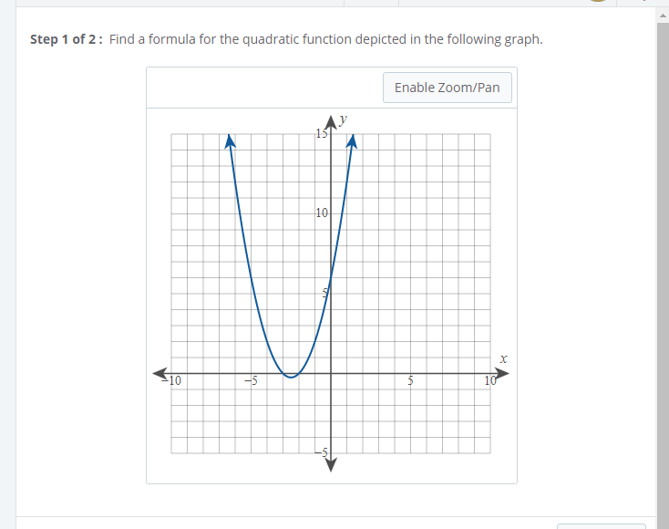 Step 1 of 2: Find a formula for the quadratic | Chegg.com