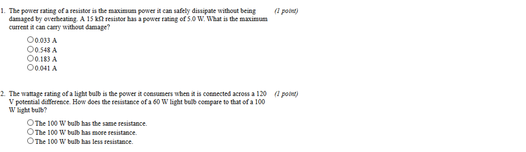 Solved 1. The power rating of a resistor is the maximum | Chegg.com