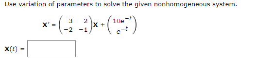 Solved Use variation of parameters to solve the given | Chegg.com