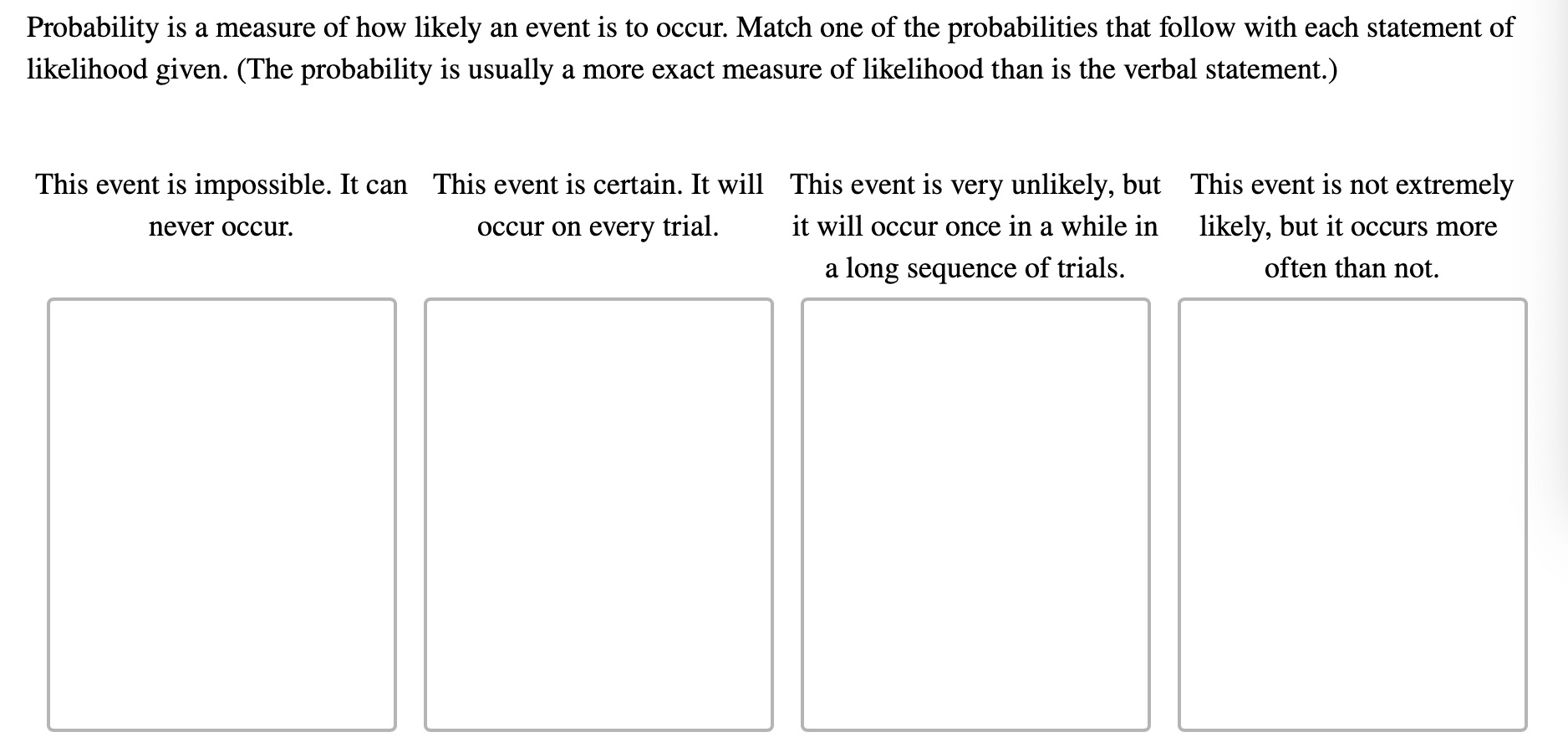 Solved Probability is a measure of how likely an event is to | Chegg.com