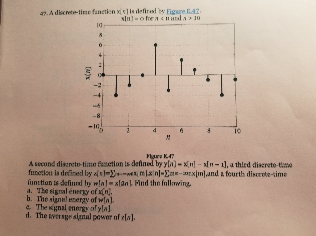Solved 47. A discrete-time function x[n] is defined by | Chegg.com