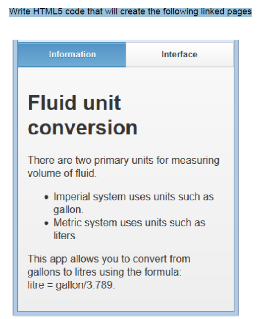 Solved Write Html5 Code That Will Create The Following 3973
