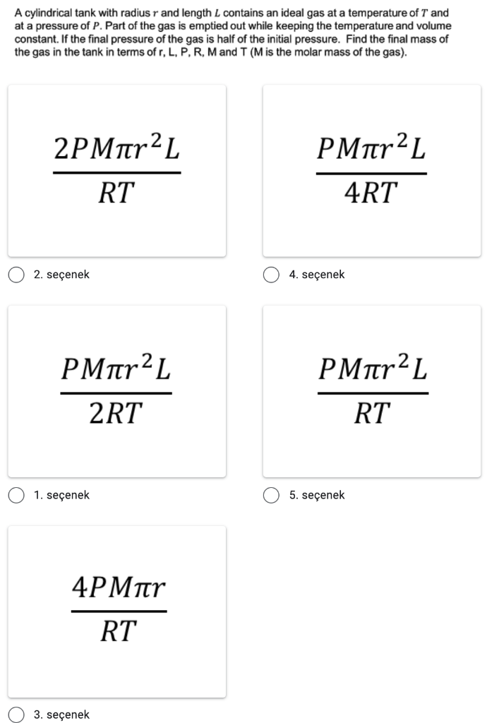 Solved A cylindrical tank with radius r and length L | Chegg.com