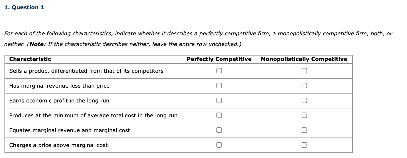 Solved 1 Question 1 For Each Of The Following