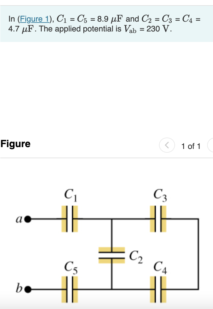 Solved = = = In (Figure 1), C1 = C5 = 8.9 uF and C2 = C3 = | Chegg.com