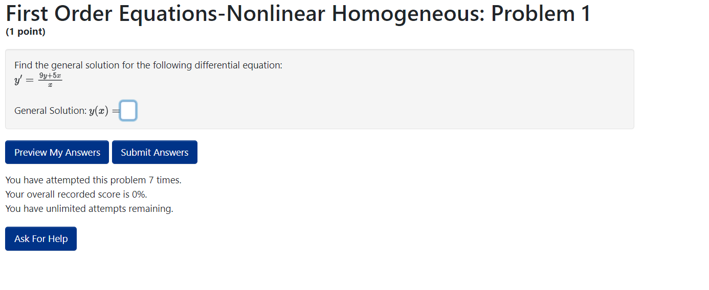 Solved First Order Equations-Nonlinear Homogeneous: Problem | Chegg.com