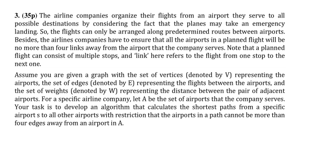 Solved 3. (35p) The airline companies organize their flights | Chegg.com