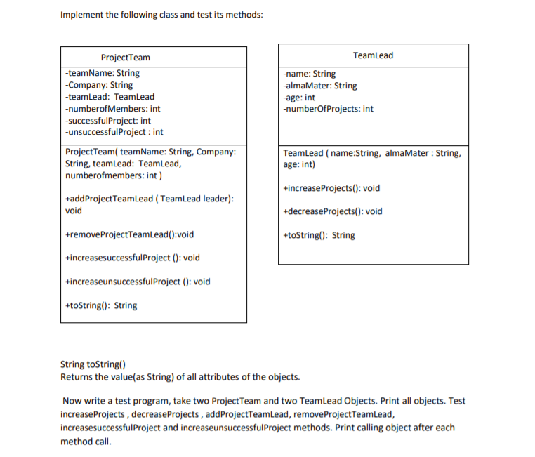 Solved Implement the following class and test its methods: | Chegg.com