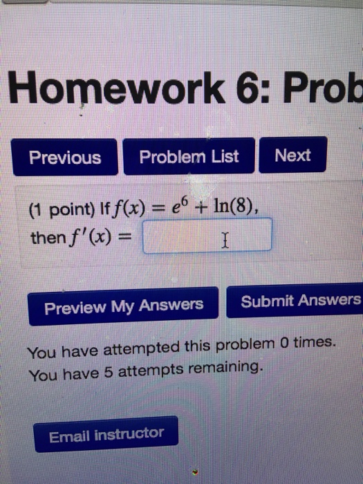 Solved Homework 6: Prolb Previous Problem List Next (1 | Chegg.com