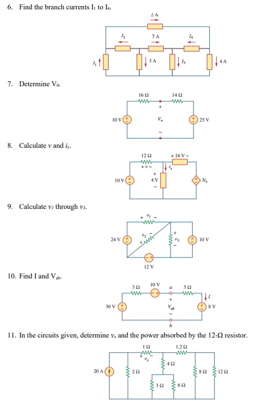 Solved 5. Obtain V1, V2 and V3. 6. Find the branch currents | Chegg.com