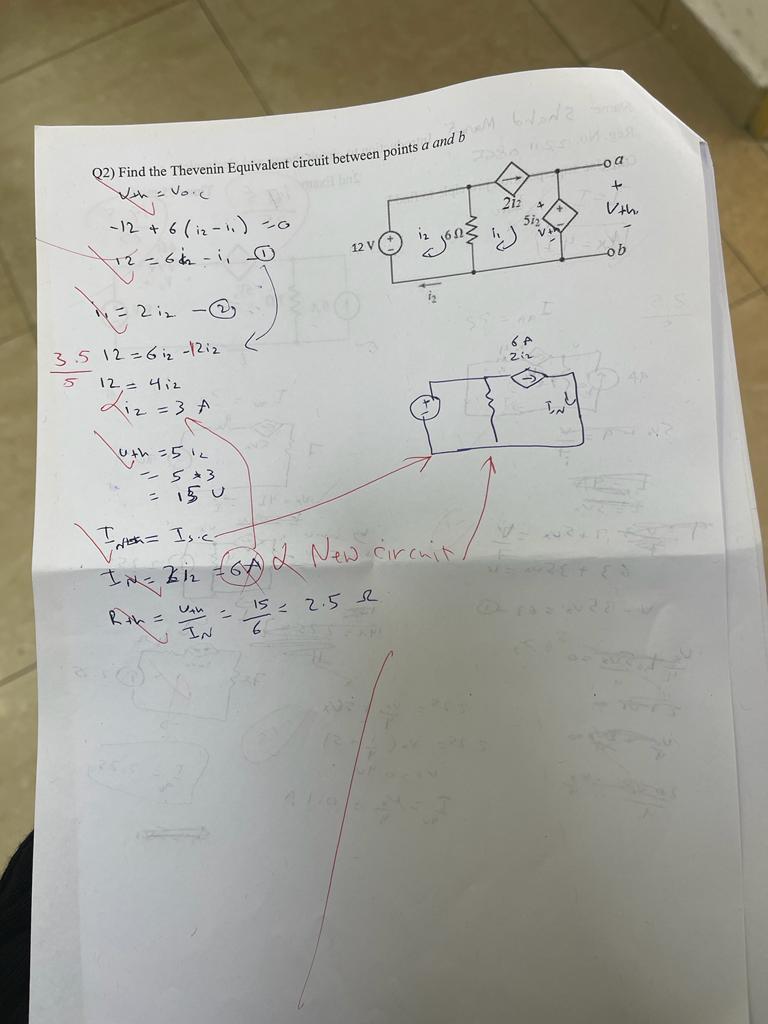 Solved Q2) ﻿Find the Thevenin Equivalent circuit between | Chegg.com