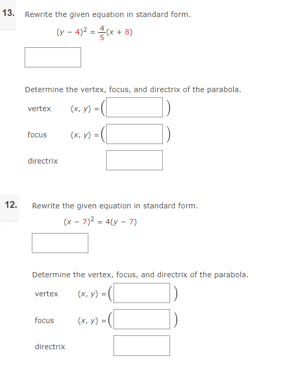 Solved Rewrite the given equation in standard form. | Chegg.com
