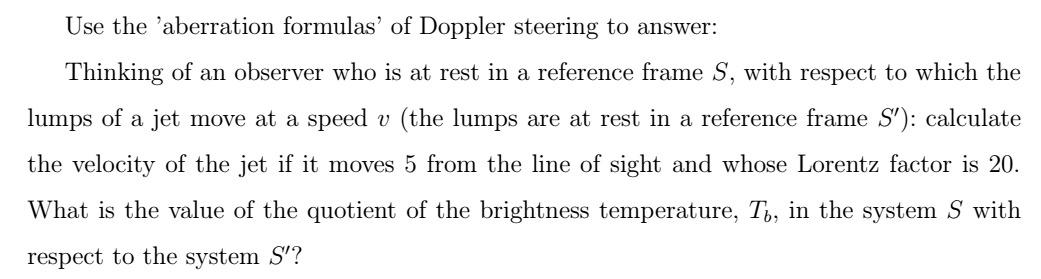 Solved Use the 'aberration formulas' of Doppler steering to | Chegg.com