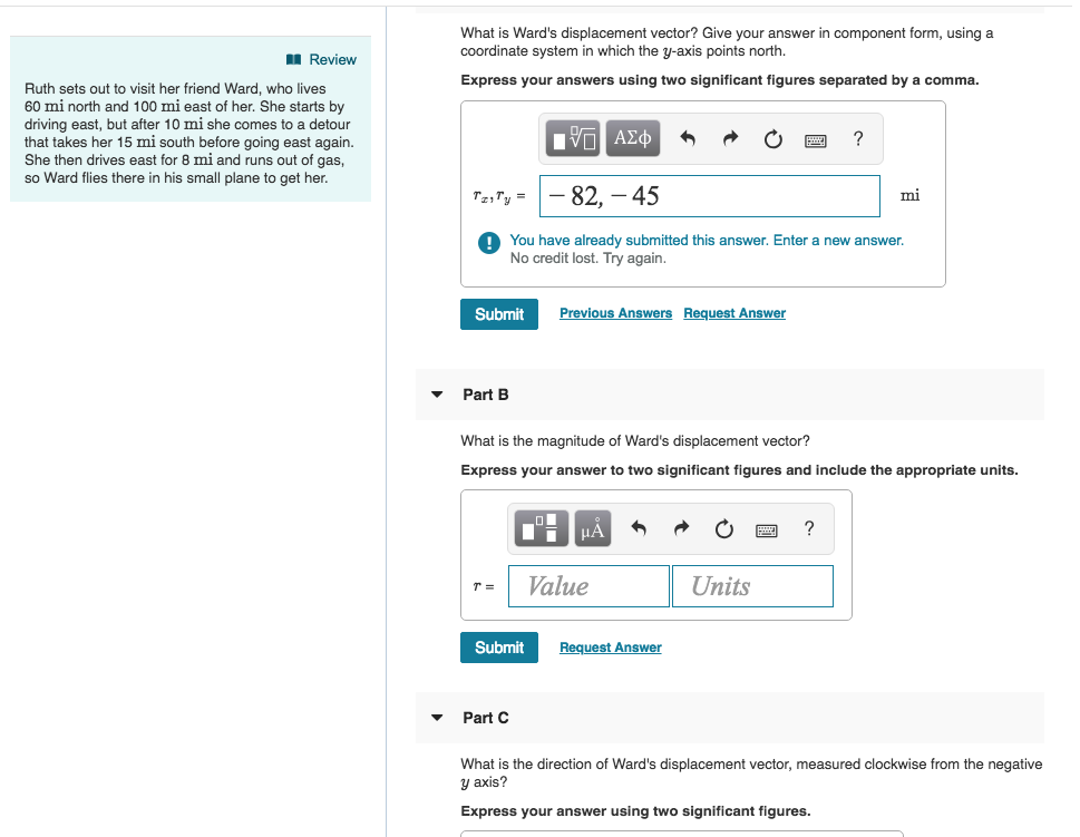Solved What is Ward's displacement vector? Give your answer | Chegg.com