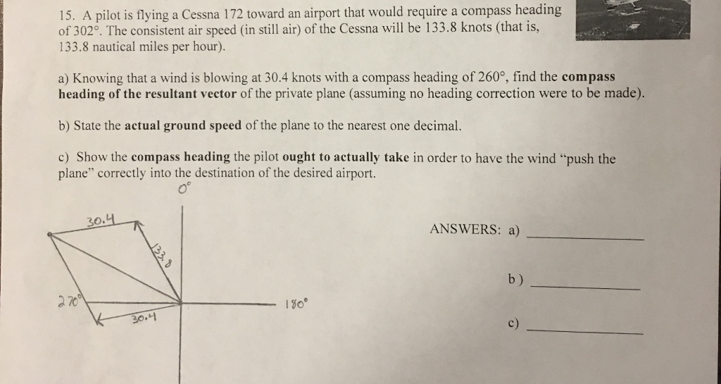 Solved 15. A pilot is flying a Cessna 172 toward an airport | Chegg.com