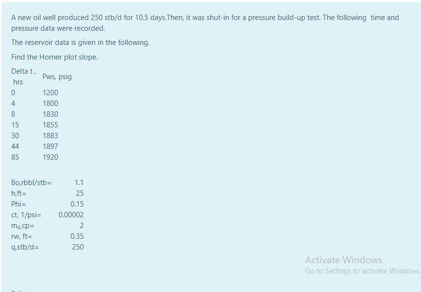 Solved Select one: a. 70 psi /log cycle b. 50 psi/log | Chegg.com