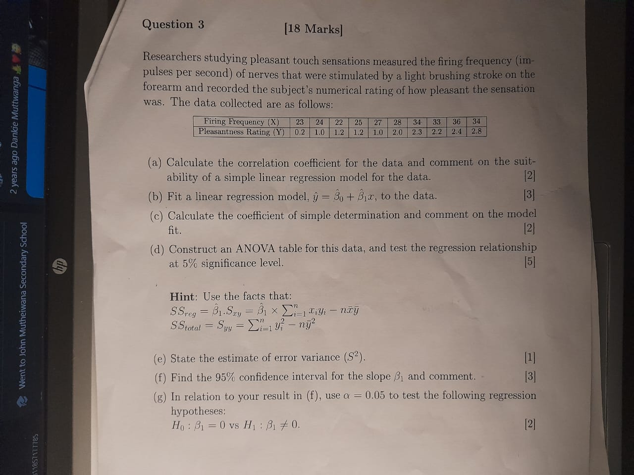 Solved Question 3 [18 Marks] Researchers studying pleasant | Chegg.com