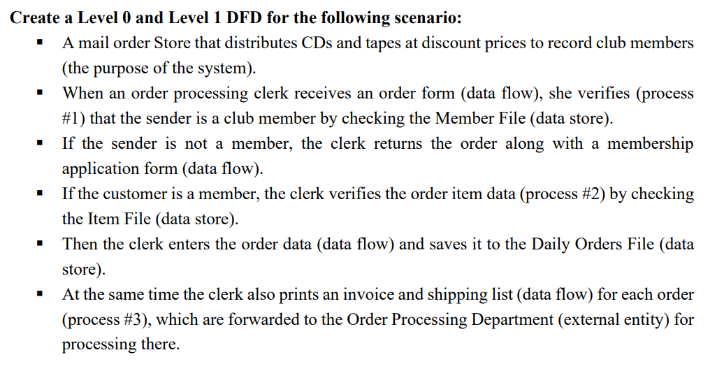 Solved Create a Level 0 and Level 1 DFD for the following | Chegg.com