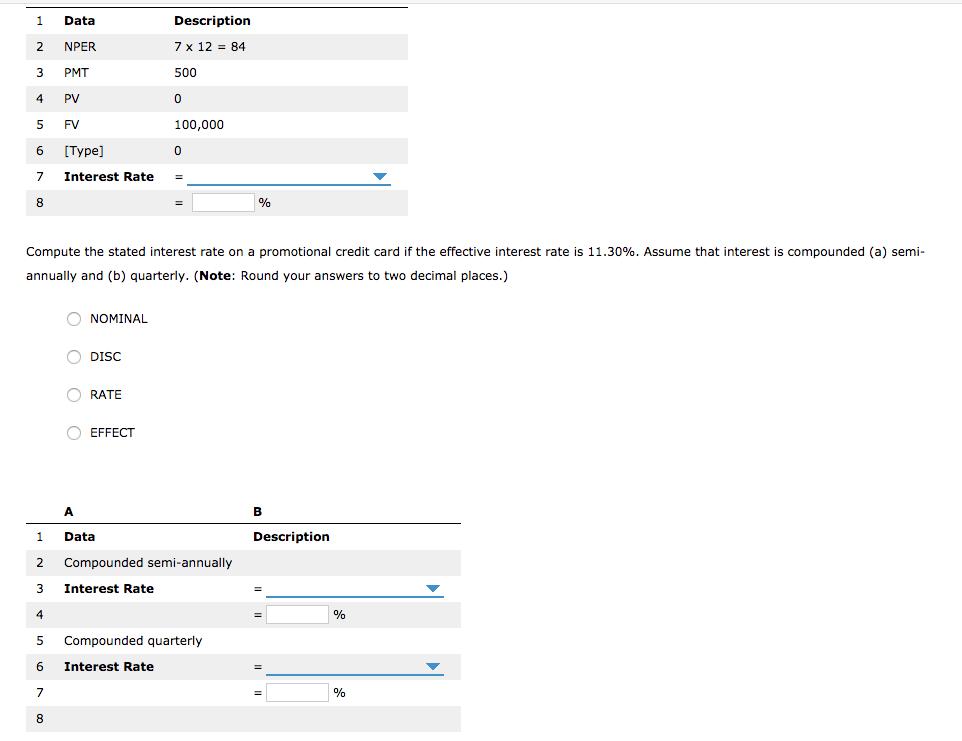 Solved (1) DISC; (2) EFFECT ; (3) NOMINAL; (4) RATE Based on | Chegg.com