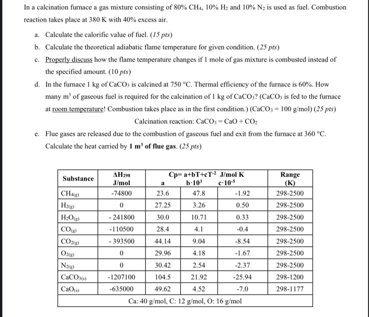 Solved In ﻿a calcination furnace a gas mixture consisting | Chegg.com