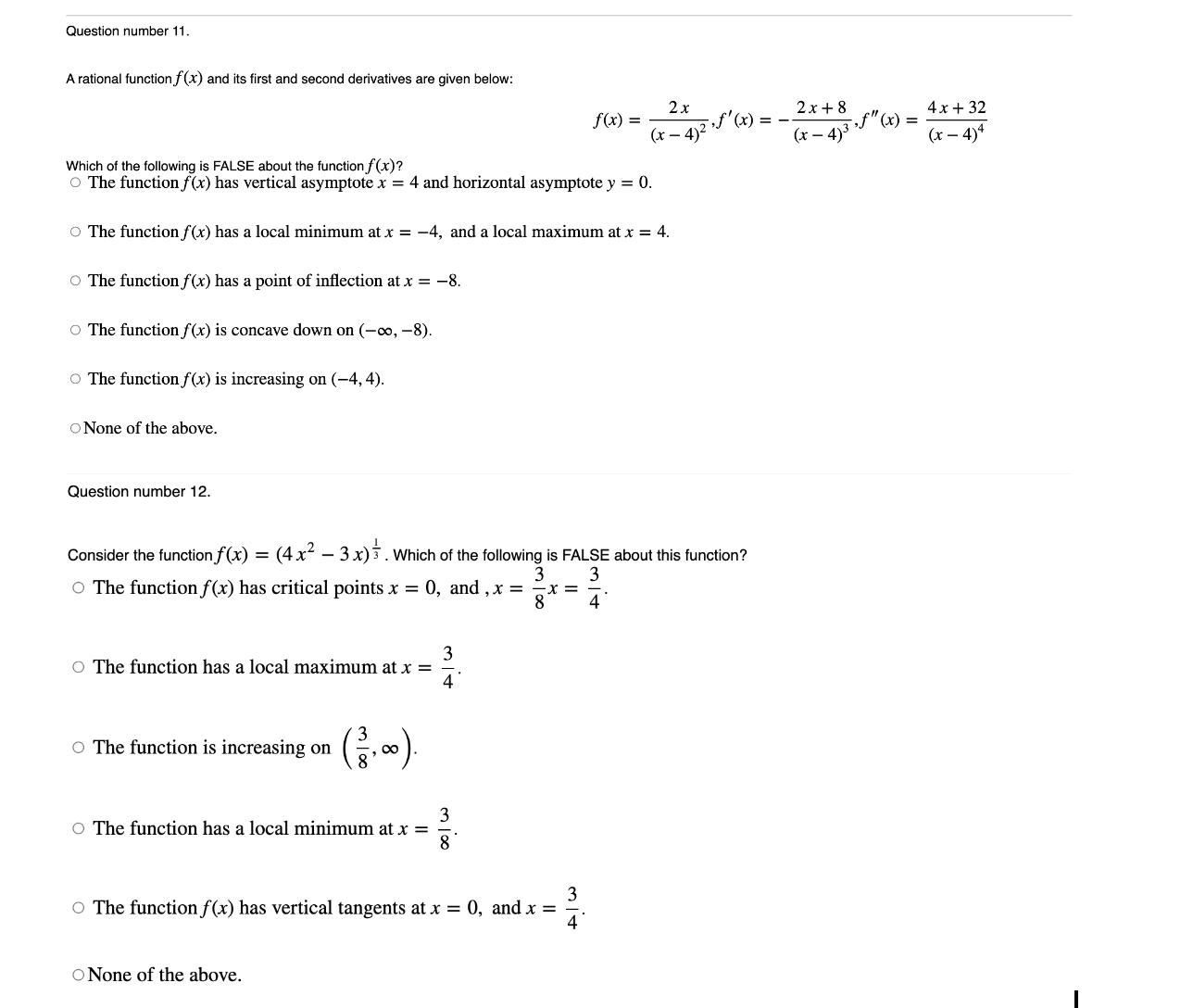 Question Number 11 A Rational Function F X ﻿and Its
